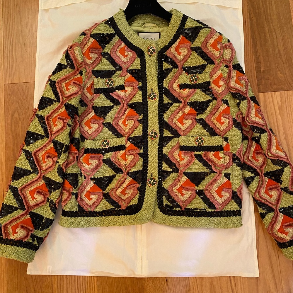 Gucci Tweed Brocade Sequin Runway Jacket - Gem